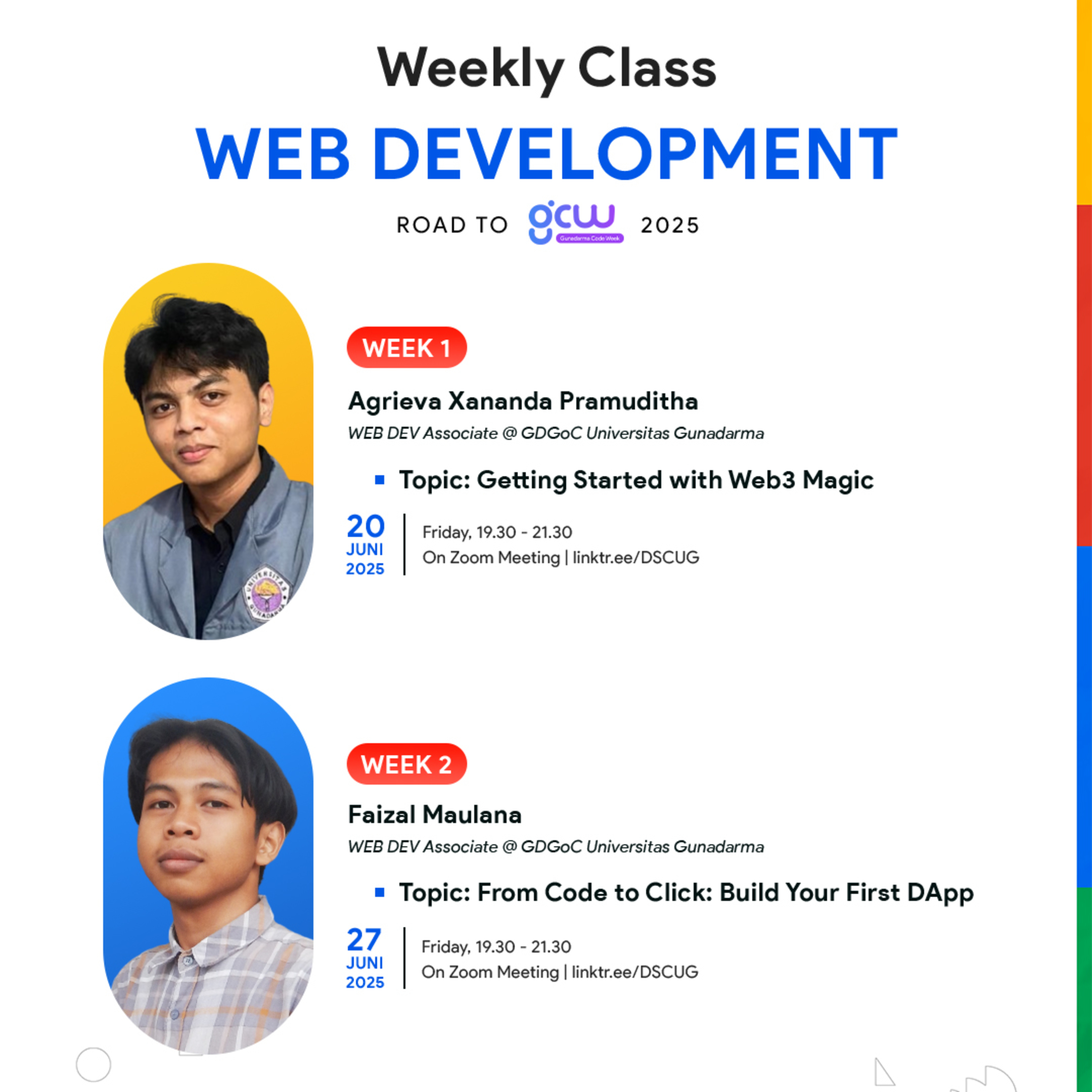 See Weekly Class : Web Development 2025 at Google Developer Groups GDG on Campus Universitas ...